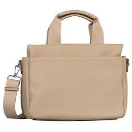 Shopper Tom Tailor "Rella", Damen, Gr. B/H/T: 30cm x 21cm x 13cm, beige (natur), Polyurethan, clean, gepflegt, unifarben, Taschen Shopper, aus fein genarbtem Material mit farblich passendem Gewebeband