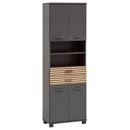 Schildmeyer Hochschrank WELLTIME "Katta, Breite 59 cm", schwarz (anthrazit, akustikprint), B:59,8cm H:180,9cm T:32,6cm, FSC-zertifizierter Holzwerkstoff, Schr&auml;nke, Hochschrank, Schubladenfronten mit Akustikprint