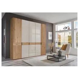 Kleiderschrank Wiemann "Cardiff", beige (glas champagner), B:246,3cm H:216cm T:58cm, Floatglas, Hartfaserplatte, Holzwerkstoff, Massivholz, Schr&auml;nke, Kleiderschrank, inkl. T&uuml;rd&auml;mpfung