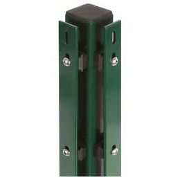 GAH Alberts Eckpfosten ALBERTS, gr&uuml;n, B:6cm H:200cm T:4cm, Stahl, Zaunpfosten, 60x60 mm f&uuml;r Doppelstabmattenzaun, 200 cm, mit Flacheisen
