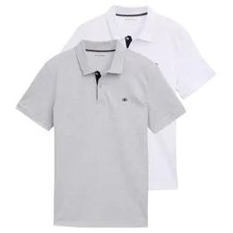 Poloshirt Tom Tailor, Herren, Gr. 3XL, grau (light stone grau), Jersey, Obermaterial: 95% Baumwolle, 5% Viskose, regular fit taillenbedeckt, ohne Ausschnitt, Shirts, im Doppelpack