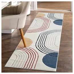 Teppich Carpet City "BONITO 7170", bunt, B:80cm H:11mm L:300cm, Obermaterial: 100% Polypropylen, Teppiche, Teppich, L&auml;ufer, Flachflor, Hochtief-Muster/ 3D-Effekt, Geo-Muster, Wohnzimmer