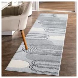Teppich Carpet City "BONITO 7157", grau, B:80cm H:11mm L:300cm, Obermaterial: 100% Polypropylen, Teppiche, Teppich, L&auml;ufer, Flachflor, Hochtief-Muster/ 3D-Effekt, Geo-Muster, Wohnzimmer