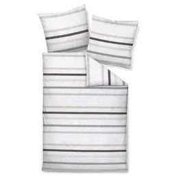 Bettw&auml;sche Janine "J. D.87101 09", grau (taupegrau), B/L: 200cm x 220cm, 1 Stk., 2 Stk., Mako-Satin, B/L: 80cm x 80cm & 80cm x 80cm, Mako-Satin, Obermaterial: 100% Baumwolle, Bettw&auml;sche, Bettw&auml;sche, mit Rei&szlig;verschluss