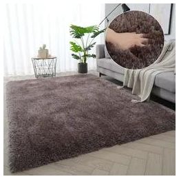 Hochflor-Teppich OTTO HOME "Micro exclusiv Teppich, sehr hoher Flor, weich durch Mikrofaser" Gr. 4, braun, B:160cm H:78mm L:230cm, Kunstfaser, Teppiche, sehr weich, flauschig, uni, Wohnzimmer, Schlafzimmer, Kinderzimmer