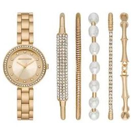 Quarzuhr Skechers "BRACELET GLITZ SET", gelb (goldfarben), Armbanduhren, Damen, Quarzuhr, Armbanduhr, Damenuhr, analog, Glassteine, Geschenkidee