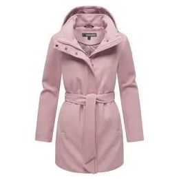 Kurzmantel Marikoo "Katalinaa", Damen, Gr. L, rosa (lila rose), 90% Polyester, 10% Viskose, M&auml;ntel Kurzmantel, Eleganter Wickel Mantel mit Tailleng&uuml;rtel und Oversized Hood Kapuze