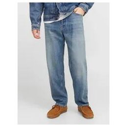 Jack & Jones Loose-fit-Jeans JACK & JONES "JJIEDDIE JJORIGINAL MF 710", Herren, Gr. 30, L&auml;nge 32, blau (blau, denim), Denim/Jeans, Obermaterial: 100% Baumwolle, Abriebeffekte, loose fit kn&ouml;chellang, Jeans