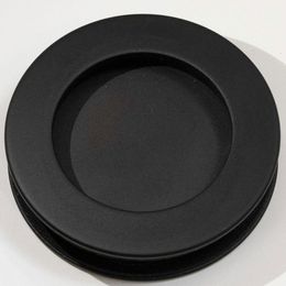 ECLISSE Schiebet&uuml;rmuschelpaar f&uuml;r Glas ungelocht rund f&uuml;r 50 mm Bohrung, Edelstahl schwarz