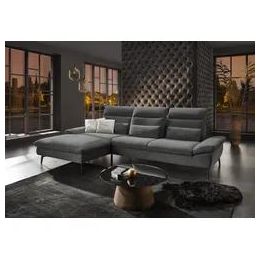 Ecksofa Hukla "HU-HP22156 L-Form", schwarz (cyber anthrazit), B:309cm H:103cm T:193cm, 100% recyceltes Polyester, Sofas, Ecksofa, inkl. Kopfpolsterverstellung, optional mit Sitztiefenverstellung