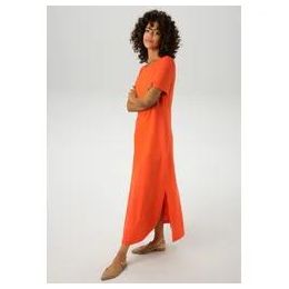 Maxikleid Aniston CASUAL, Damen, Gr. 38, N-Gr, orange, Jersey, Obermaterial: 47% Polyester, 47% Viskose, 6% Elasthan, unifarben, figurumspielend kn&ouml;chelfrei, Rundhals, Kleider Maxikleid, mit Seitenschlitzen