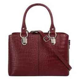 Umh&auml;ngetasche CLUTY, Damen, Gr. B/H/T: 24cm x 16cm x 7cm onesize, rot (dunkelrot), Leder, Taschen Umh&auml;ngetasche, echt Leder, Made in Italy