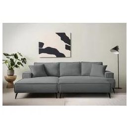 Sitzgruppe Home Affaire "TVINNU, Polsterecke L-Form, Schlaffunktion, mit Hocker", grau (dunkelgrau), B:275cm H:83cm T:173cm, Sitzm&ouml;bel-Sets, Set, stellbar zum Schlafsofa (Krokodilverbinder)