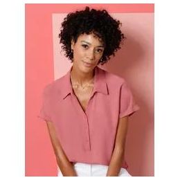 Kurzarmbluse Classic Basics, Damen, Gr. 40, rosa (flamingo), 100% Viskose, unifarben, V-Ausschnitt, Blusen