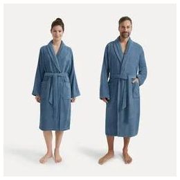 M&ouml;ve Unisex-Bademantel M&Ouml;VE "Basic" Gr. XL, blau (steelblau), L:120cm, Walkfrottier, Hausm&auml;ntel, mit Schalkragen