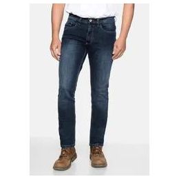 5-Pocket-Jeans HERO by John Medoox "Portland Denim Slim Straight Stretch Jeans", Herren, Gr. 38, L&auml;nge 30, blau (classic blau used), Denim/Jeans, 89% Baumwolle, 10% Polyester, 1% Elasthan, straight fit lang, Jeans 5-Pocket-Jeans, Straight Fit Casual Clean Wash Denim Jeans f&uuml;r Herren