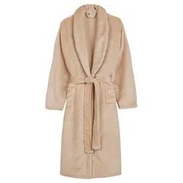 Bademantel Good Morning "Good Morning Bathrobe uni" Gr. M, beige (sand), L:115cm, Kunstfaser, Hausm&auml;ntel, Bademantel, Schalkragen, G&uuml;rtel, Taschen, Damen & Herren, Velours, Glanz