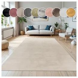 Fellteppich Paco Home "Kunstfell Soft 380", beige (cream), B:60cm H:14mm L:90cm, Polyester, Teppiche, Fellteppich, Langflor, Kuschelteppich - besonders weich, Uni-Farben
