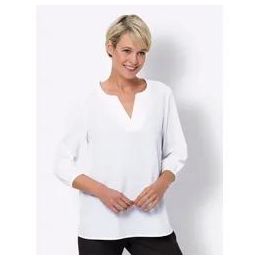 Schlupfbluse Classic Basics, Damen, Gr. 46, wei&szlig;, 100% Polyester, unifarben, Rundhals, Blusen Schlupfbluse
