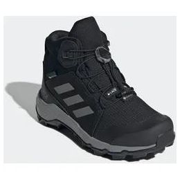 Wanderschuh Adidas TERREX "TERREX MID GORE-TEX", Kinder, Gr. 36, schwarz (core schwarz, grau three, core schwarz), Synthetik, Textil, Schuhe Wanderschuh, wasserdicht dank Gore-Tex Membrane