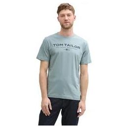 T-Shirt Tom Tailor, Herren, Gr. XXL, grau (grau mint), Single Jersey, Obermaterial: 100% Baumwolle, bedruckt, regular fit h&uuml;ftbedeckend, Rundhals, abgesteppte Kante, Shirts T-Shirt, Sommershirt mit Frontprint