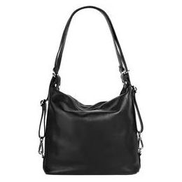 Shopper Samantha Look, Damen, Gr. B/H/T: 31cm x 29cm x 11cm onesize, schwarz, Leder, leicht gl&auml;nzend, unifarben, Taschen Shopper, echt Leder, Made in Italy