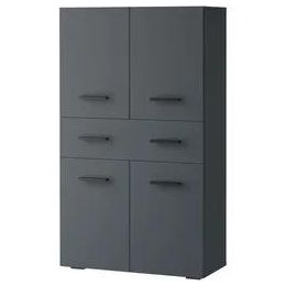 Midischrank Inosign "Skara", grau (anthrazit), B:76cm H:130cm T:35cm, Holzwerkstoff, Schr&auml;nke, Midischrank, mit zwei variablen Einlegeb&ouml;den