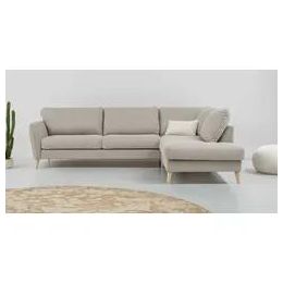 Ecksofa Home Affaire "MARSEILLE 278/202 cm, L-Form, Ottom. rechts/links, verschiedene Bez&uuml;ge", beige, B:278cm H:88cm T:202cm, 100% Polyester, Sofas, Ecksofa, Massivholzbeine Eiche, Landhausstil, Wellenunterfederung
