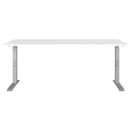 Schreibtisch Germania "Downey", wei&szlig; (wei&szlig;, silber, silber, wei&szlig;), B:180cm H:91cm T:80cm, Tische, Schreibtisch, h&ouml;henverstellbar von 68-91 cm, verf&uuml;gbar in verschiedenen Breiten