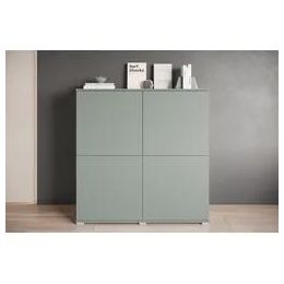 Highboard OTTO HOME "Kenia, moderne grifflose Hochkommode mit 4 T&uuml;ren, Breite 120 cm", gr&uuml;n (salbei), B:120cm H:125cm T:39,5cm, FSC-zertifizierter Holzwerkstoff, Sideboards, Highboard, Push-to-Open-Fronten, h&ouml;henverstellbaren Einlegeb&ouml;den, Topseller