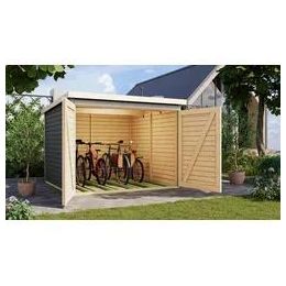 Fahrradbox Karibu "Fahrradgarage 4", grau (terragrau), B:212,5cm H:167cm T:216,5cm, Holzwerkstoff, Aufbewahrungsboxen, in verschiedenen Farben, BxTxH: 212,5x216,5x167 cm