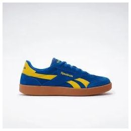 Sneaker Reebok CLASSIC "Reebok SMASH EDGE", Damen, Gr. 38,5, blau (optimumblau, goldenhaze, gum), Leder, Synthetik, Schuhe Sneaker