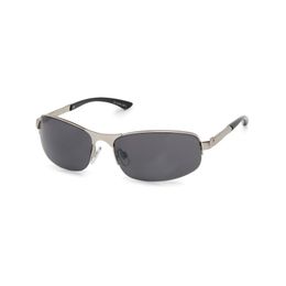 styleBREAKER Rechteckige Halbrand Sonnenbrille in Silber / Grau get&ouml;nt | Gr.: onesize