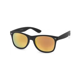 styleBREAKER Nerd Sonnenbrille in Schwarz glanz / Orange-Rot | Gr.: onesize