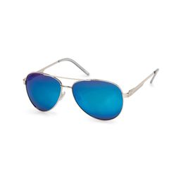 styleBREAKER Piloten Sonnenbrille in Silber / Blau verspiegelt | Gr.: onesize