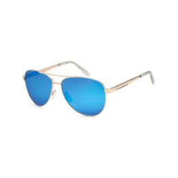 styleBREAKER Piloten Sonnenbrille in Hellgold / Blau-Lila verspiegelt | Gr.: onesize
