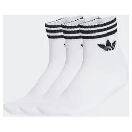 Sportsocken Adidas ORIGINALS "3-STREIFEN ANKLE, 3 PAAR", Herren, Gr. M (40/42), wei&szlig; (wei&szlig;, wei&szlig;, wei&szlig;), Obermaterial: 78% Baumwolle, 19% Polyester, 2% Elasthan, 1% sonstige Fasern, Socken Sportsocken, f&uuml;r vielseitige Aktivit&auml;ten, kn&ouml;chellang