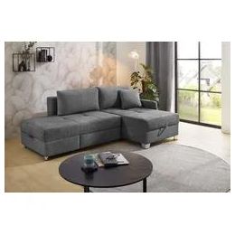 Jockenh&ouml;fer Ecksofa JOCKENH&Ouml;FER GRUPPE "Lemberg L-Form, B: 232 cm, Dreh-Schwenk-Ottomane", grau (dunkelgrau 417, 39), B:232cm T:100cm, Korpus: 100% Polyester;Kissen: 100% Polyester, Sofas, Ecksofa, mit Bettfunktion, Bettkasten & Zierkissen, wandelbar zum Big-Sofa