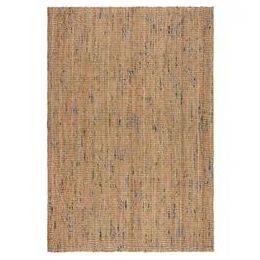 Teppich FLAIR RUGS "Jute Boucle", blau, B:200cm H:7mm L:290cm, Jute, Teppiche, Teppich, aus 100% Jute, mit Fransen, aus Naturfasern