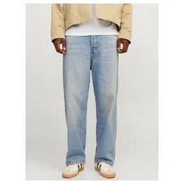 Jack & Jones Relax-fit-Jeans JACK & JONES "JJIRON JJORIGINAL AKM NOOS", Herren, Gr. 28, L&auml;nge 32, blau (blau denim), Denim/Jeans, Obermaterial: 100% Baumwolle, Abriebeffekte, loose fit kn&ouml;chellang, Jeans