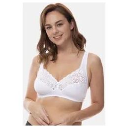 B&uuml;gelloser BH Dorina "Georgina", Damen, Gr. 90, Cup D, wei&szlig;, Jersey, Obermaterial: 75% Baumwolle, 19% Polyamid, 6% Elasthan, unifarben, BHs, mit Spitze, st&uuml;tzendes Unterbrustband, Full-Cup