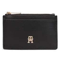 Kartenetui Tommy Hilfiger "TH ICON LONG CC HOLDER", Damen, schwarz, Lederimitat, Basic, Kleinlederwaren, Geldbeutel, Portemonnaie mit goldfarbenem TH-Schmuckelement