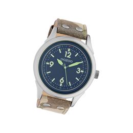 Analog-Armbanduhr Oozoo Timepieces camouflage, braun extra gro&szlig; (ca. 48mm) | Gr.: onesize