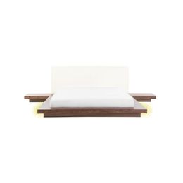 Beliani Doppelbett mit LED ZEN in Braun/Wei&szlig; - (W) 308 x (H) 86 x (L) 229 cm | Gr.: onesize
