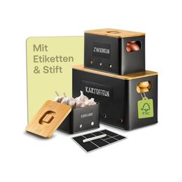 Praknu Kartoffel Aufbewahrungsbox 3er Set - Mit Bel&uuml;ftung f&uuml;r l&auml;ngere Frische | Gr.: onesize