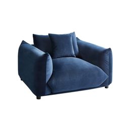 Beliani Sessel LUVOS in Blau/Braun - (W) 120 x (H) 74 x (L) 108 cm | Gr.: onesize