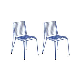 Beliani 2er-Set Gartenstuhl CHIEVE in Blau | Gr.: onesize