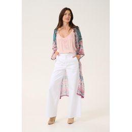 Cream Kimono CRTikko Loose fit in Pink And Blue Ethnic Border | Gr.: onesize