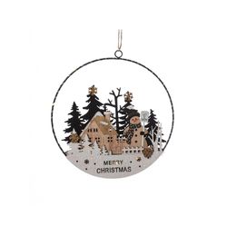 MARELIDA LED Dekoring mit Schneemann Dekoh&auml;nger Fensterdeko D: 25cm in natur | Gr.: onesize