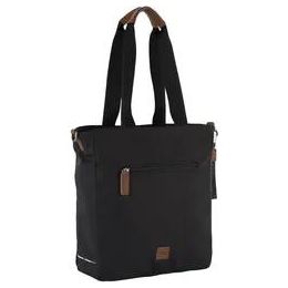 Shopper Camel Active "Aurum", Damen, Gr. B/H/T: 39cm x 34cm x 12cm, schwarz, Polyester, beschichtet, clean, unifarben mit Farbeins&auml;tzen, Taschen Shopper, aus recyceltem Polyester in Nylonstruktur, leicht & mit feinen Details